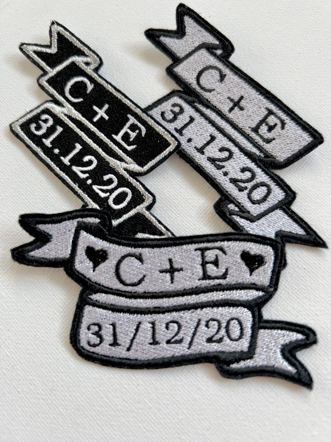 Personalised Initials and Date Embroidered Patches, Sew on Patches ...