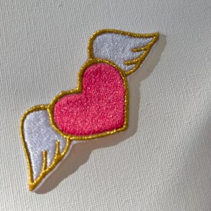 Cupid Winged Heart Embroidered Patches, Sew on Patches, Patches for ...