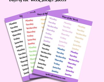 Planner Stickers, Days of the Week Planner Stickers, Days of the Week ...