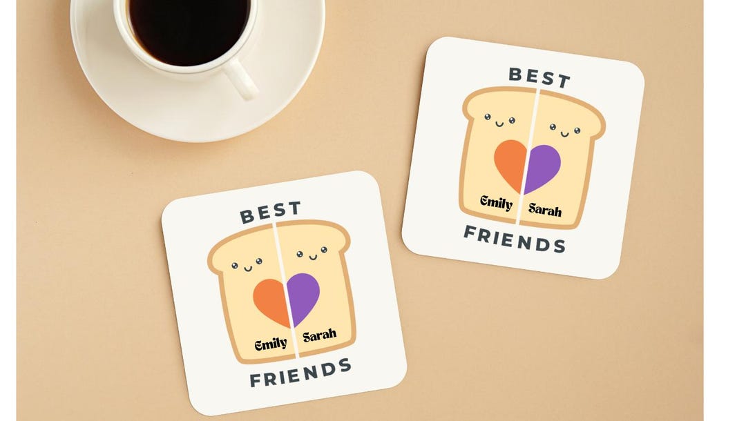 Personalised Best Friends Coaster , Cute Best Friendship Gift, Cute ...