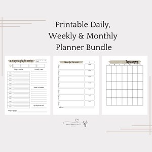 Printable Undated Planner Bundle | Daily, Weekly, and Monthly Planner ...
