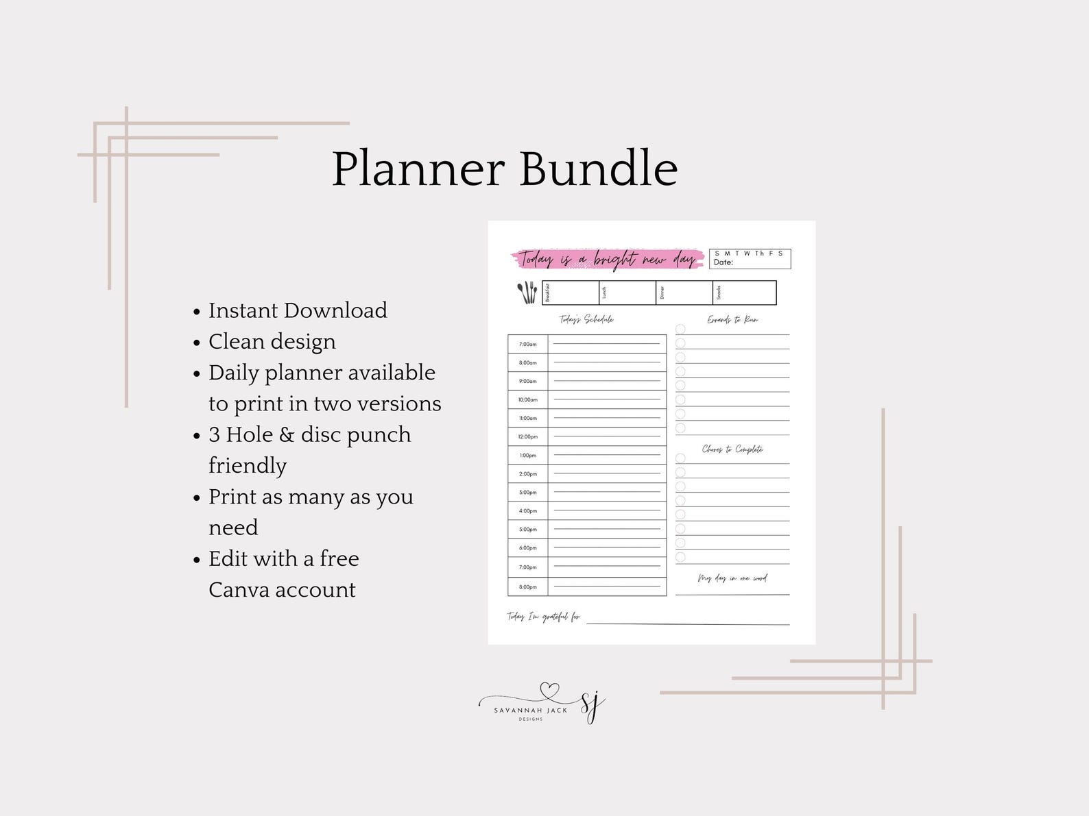 Printable Undated Planner Bundle | Daily, Weekly, and Monthly Planner ...