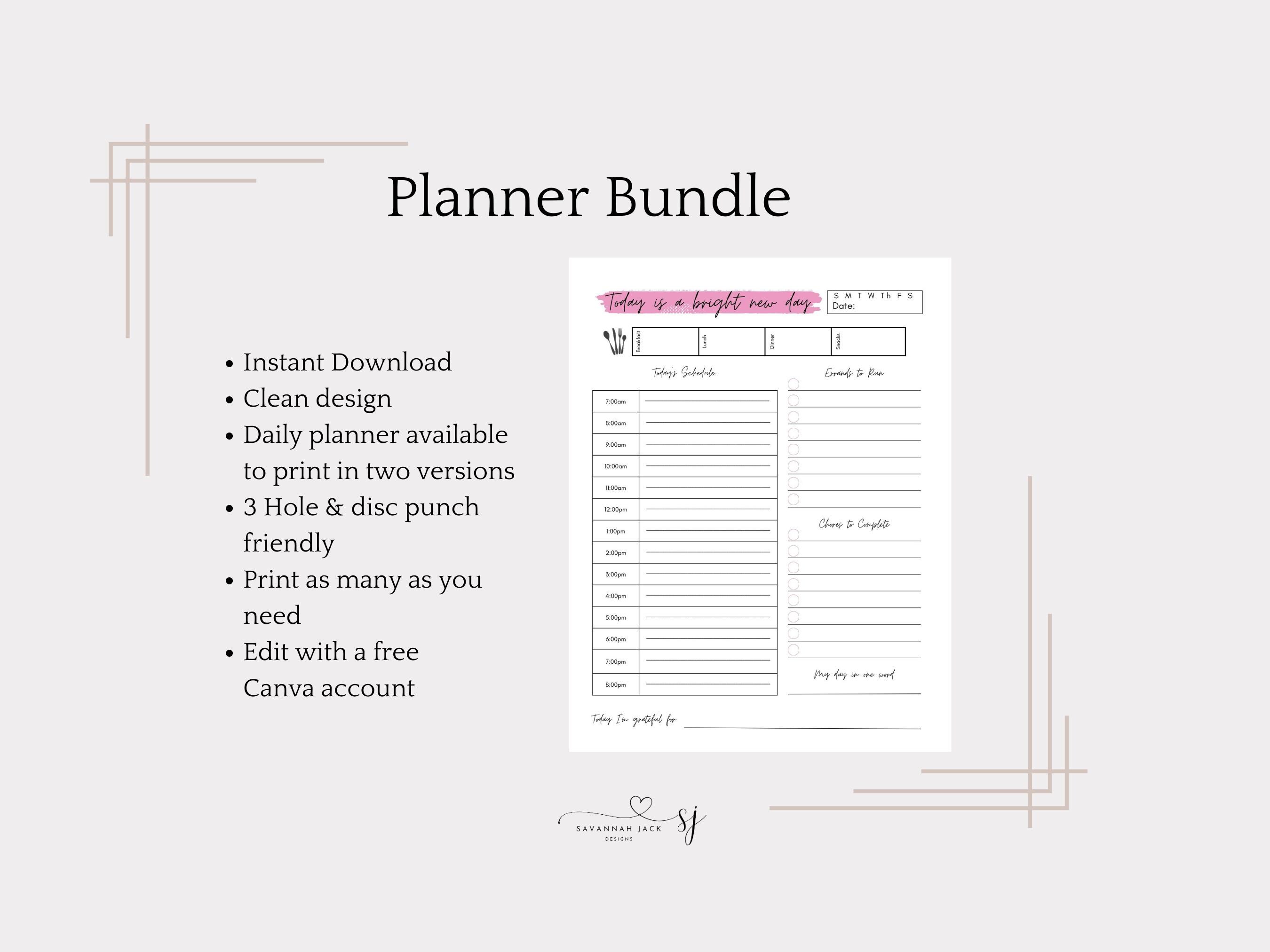 Printable Undated Planner Bundle | Daily, Weekly, and Monthly Planner ...