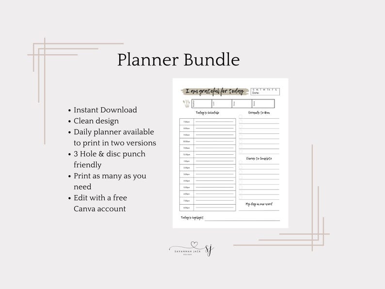 Printable Undated Planner Bundle | Daily, Weekly, and Monthly Planner ...