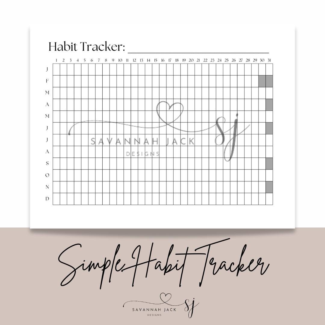 Habit Tracker for One Goal Printable Simple Habit Tracker for Planners ...