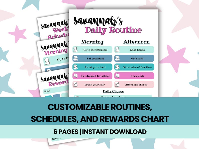 Editable Routine Chart | Customizable Kids Responsibility Poster ...