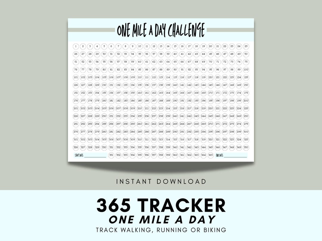 Fitness Tracker | Printable Log for Miles | One Mile a Day Challenge ...
