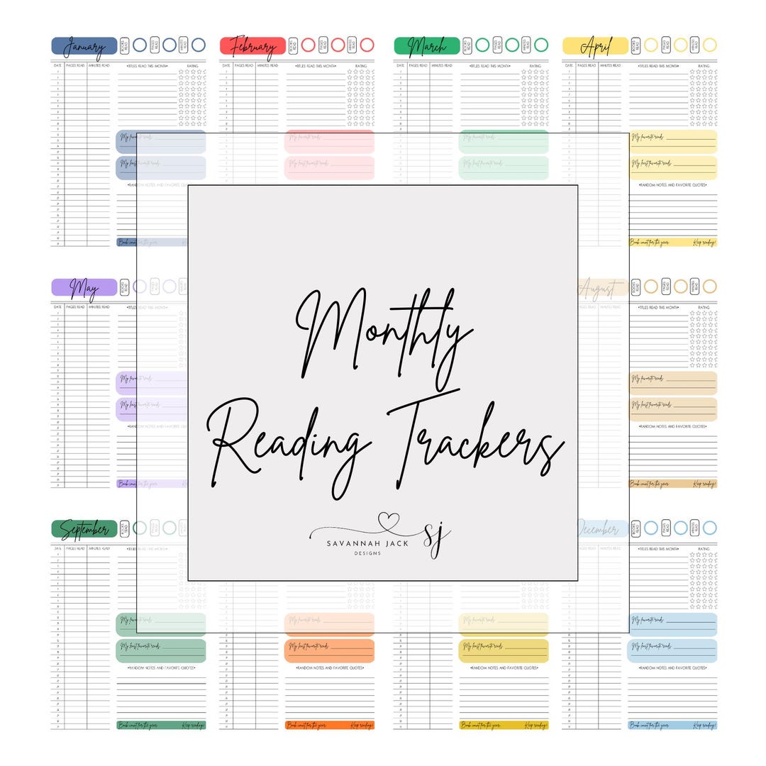 Printable Reading Tracker Digital Reading Log Monthly Reading Log ...