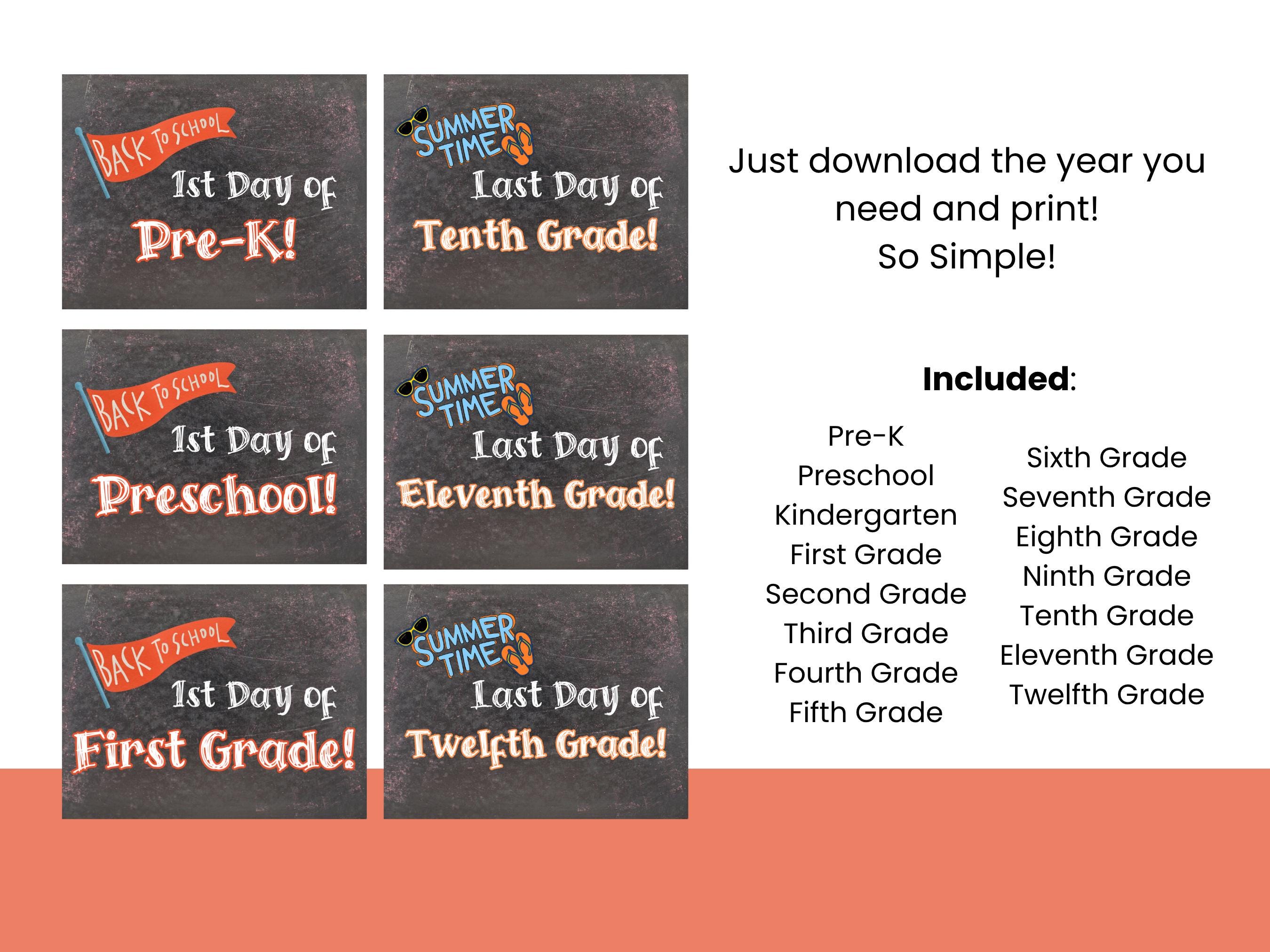 Printable Back to School Chalkboard Signs | First Day and Last Day ...