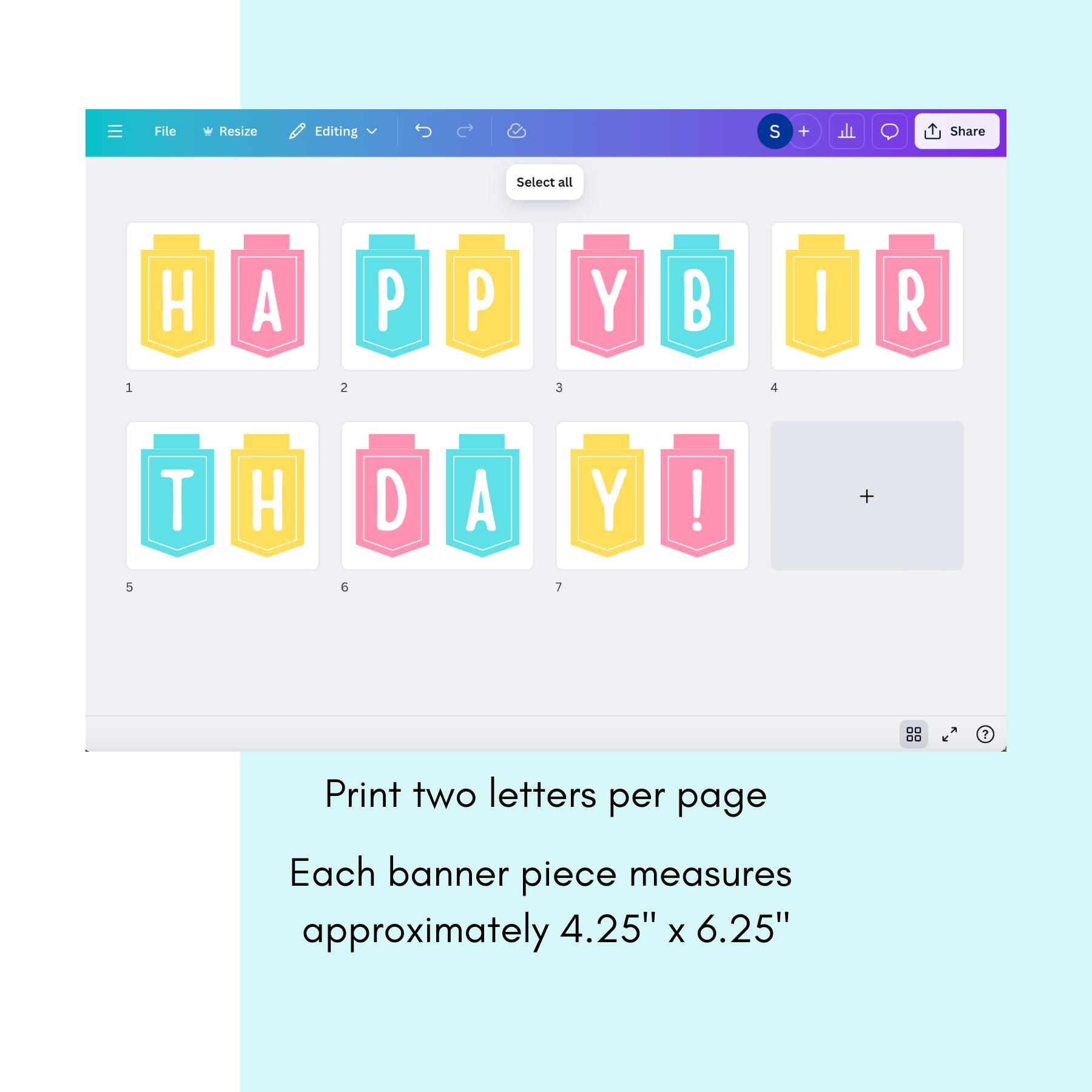 Printable Happy Birthday Banner | Birthday Decorations | Pink, Blue ...