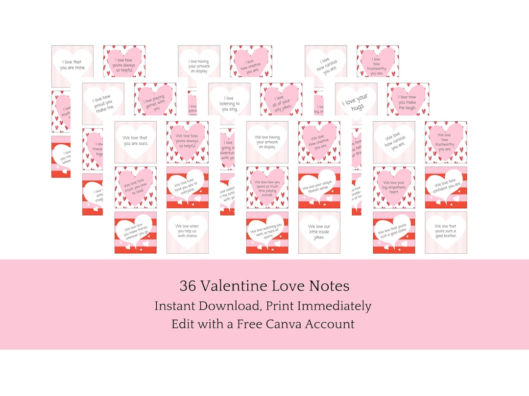 Heartfelt LOVE NOTES | Printable Valentine Hearts | Bedroom Door Hearts ...