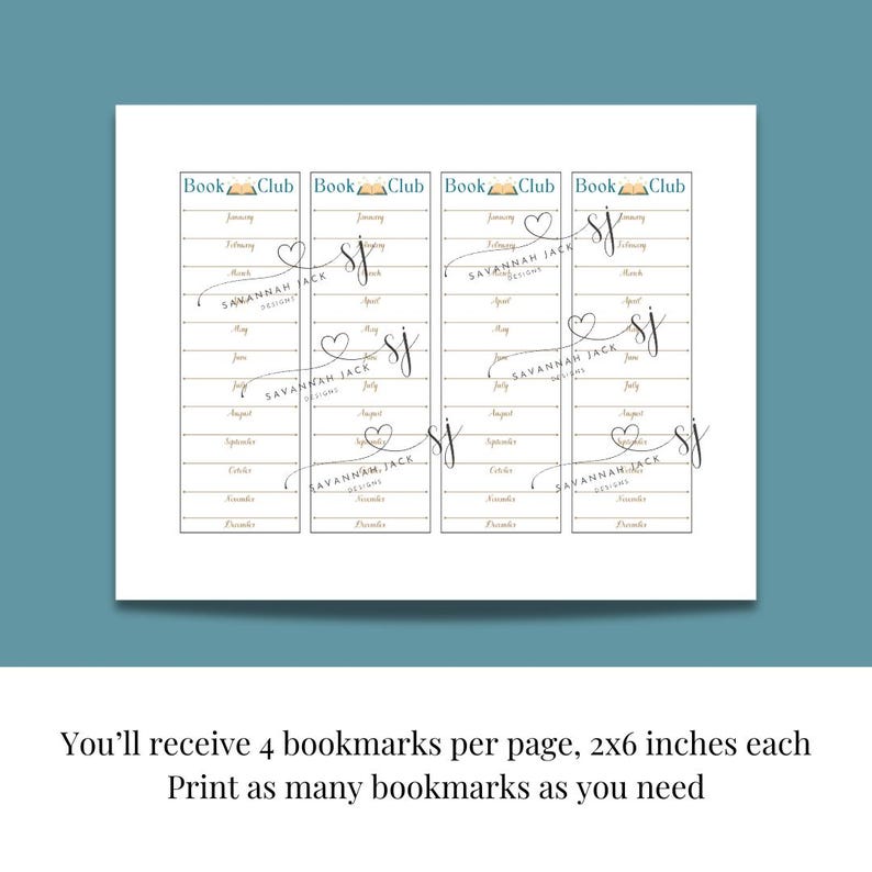 Printable Bookmark for Book Club Bookmark Gift for Book Lover Book ...