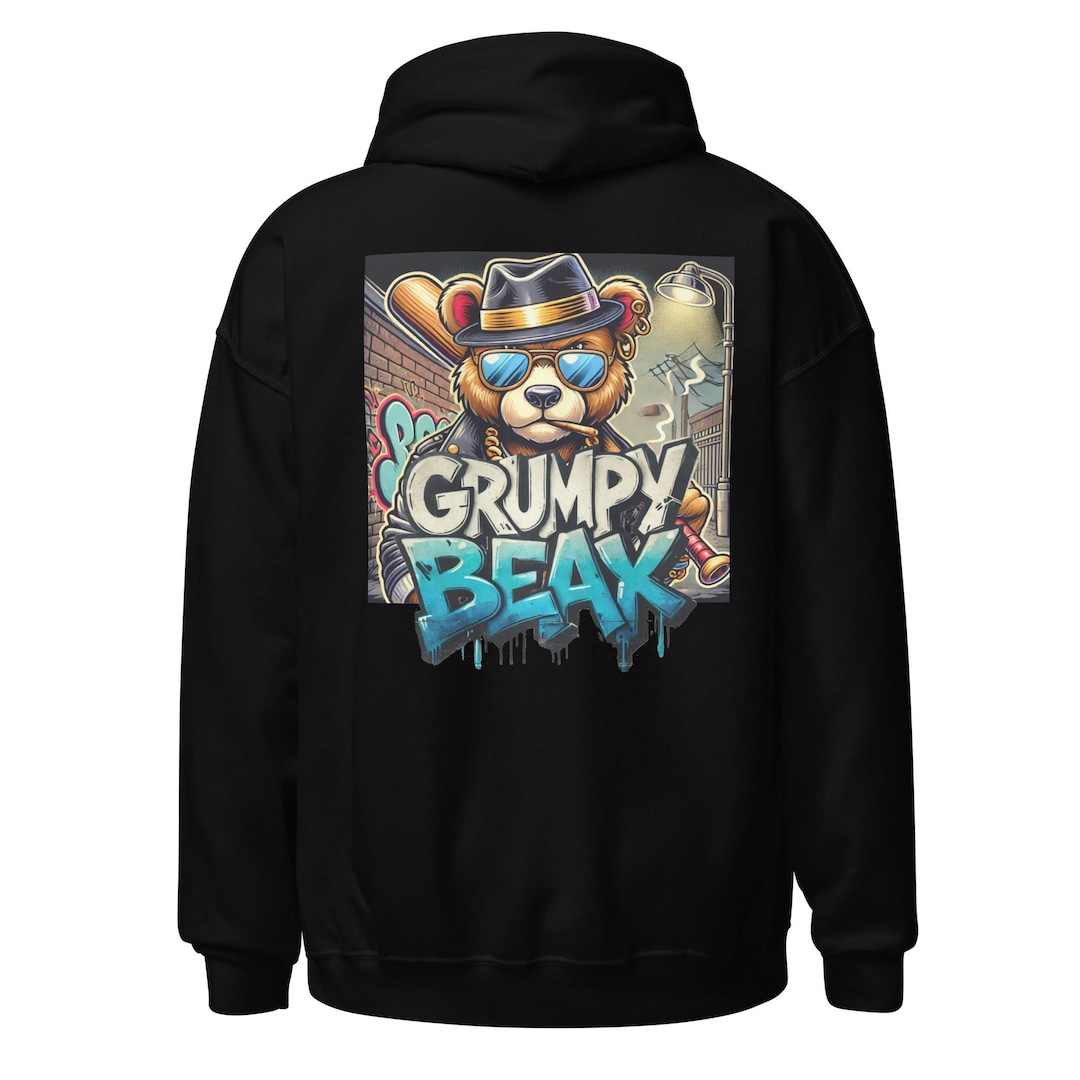 Grumpy Bear Graphic Hoodie Bold Streetwear With Attitude - Etsy