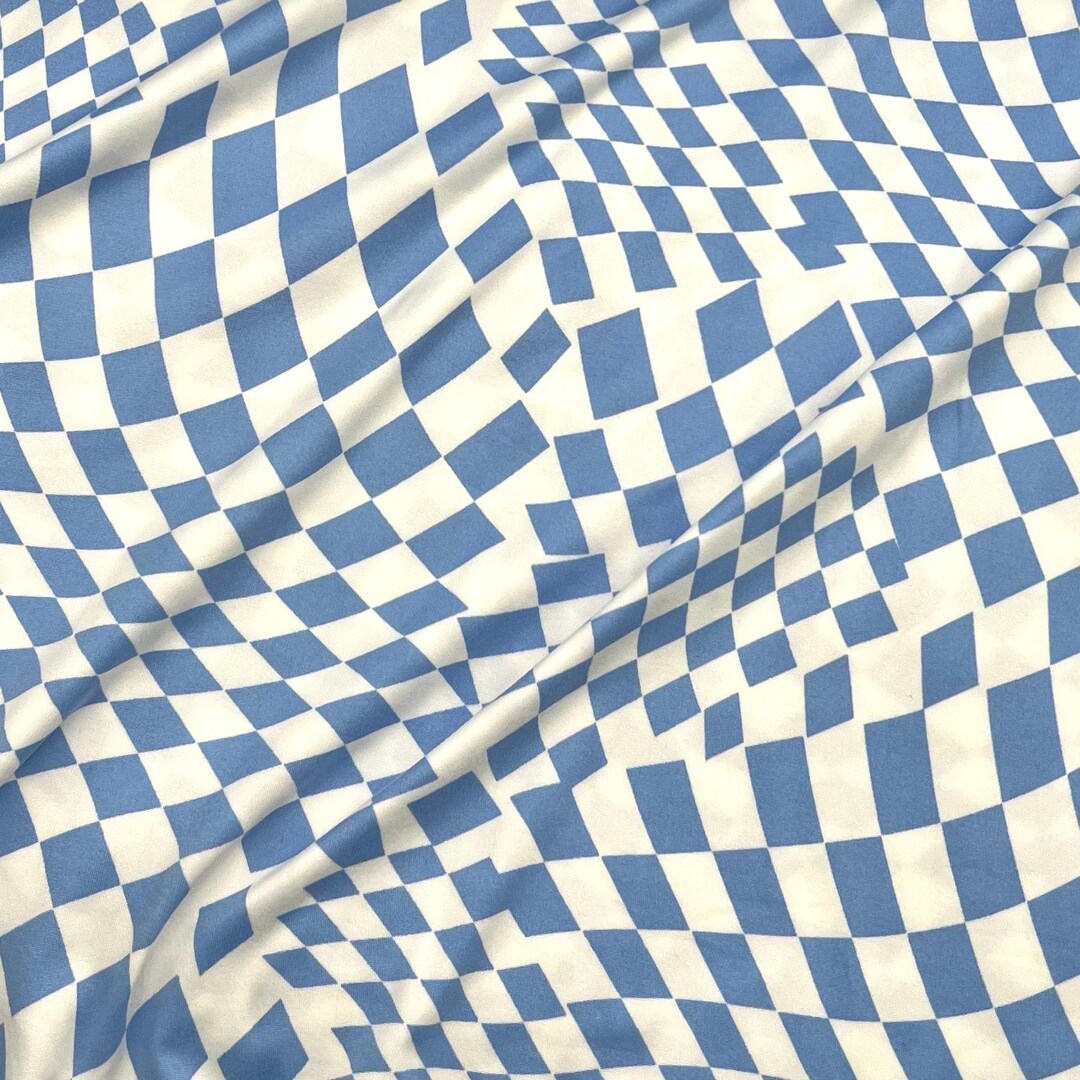 Blue/white Wavy Checkers Double Brushed Poly DBP Sold by the Yard - Etsy