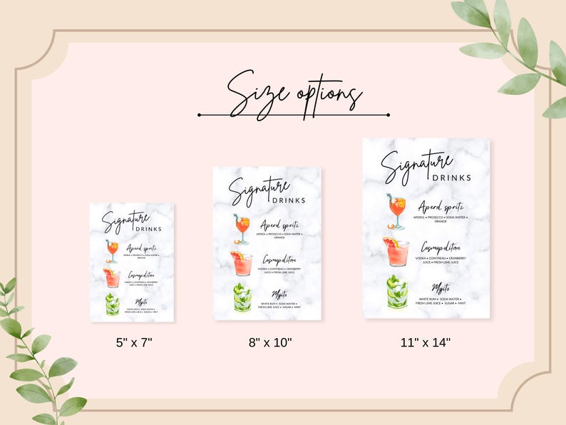 Editable Signature Drinks Menu Customizable Canva Template Printable ...