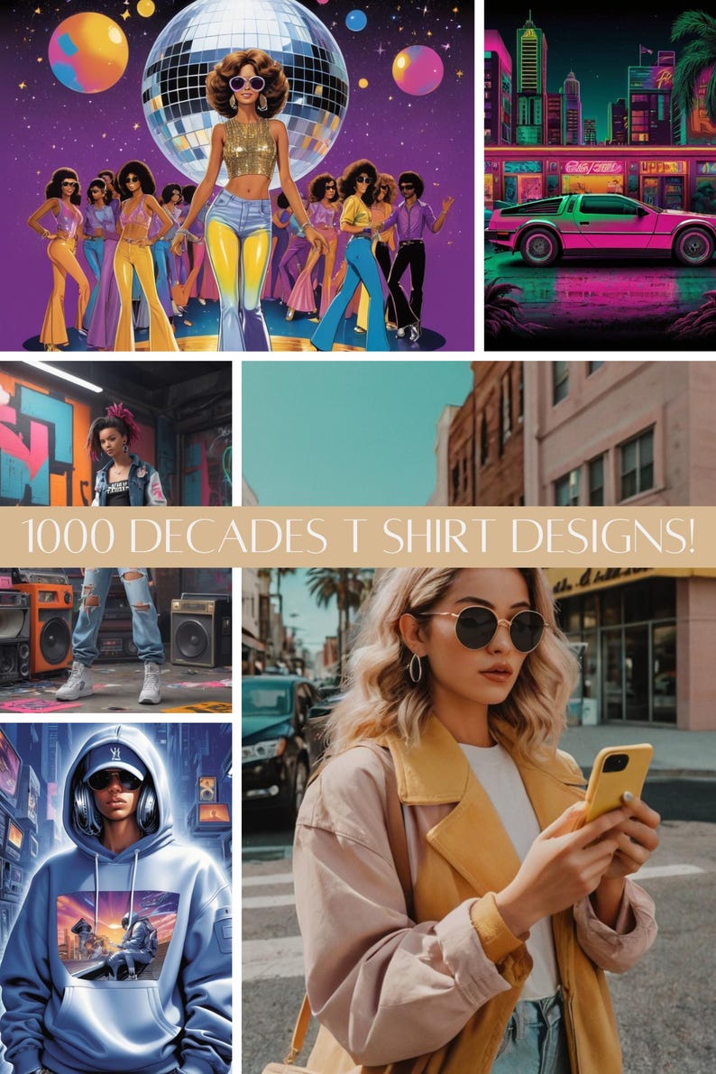 Decades 1920’s-2010’s- 1000 Design Bundle PNG Files Custom Apparel and ...