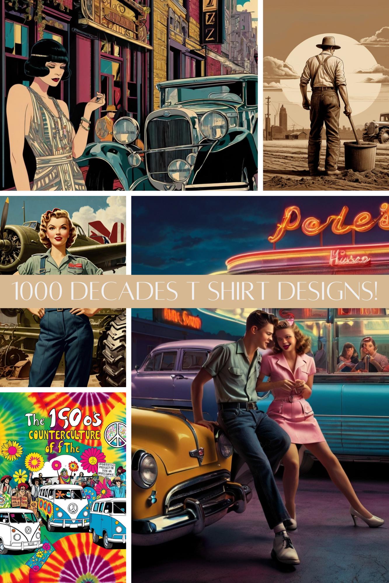 Decades 1920’s-2010’s- 1000 Design Bundle PNG Files Custom Apparel and ...