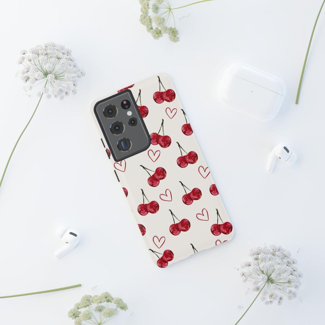 Tough Cases, Red Cherry Heart Doodle Phone Case Gifts, iPhone Cases ...