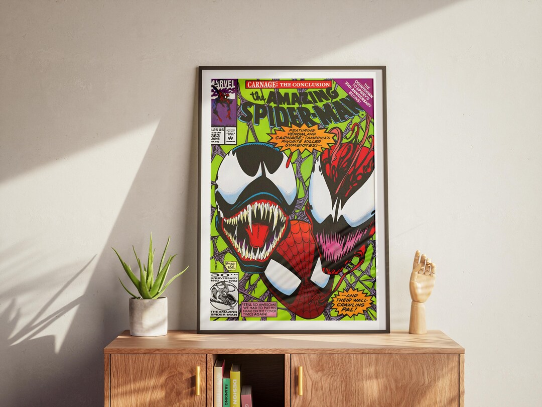 Spiderman, Venom Comic Cover Art Poster, Semi-glossy Print, Hero Wall ...