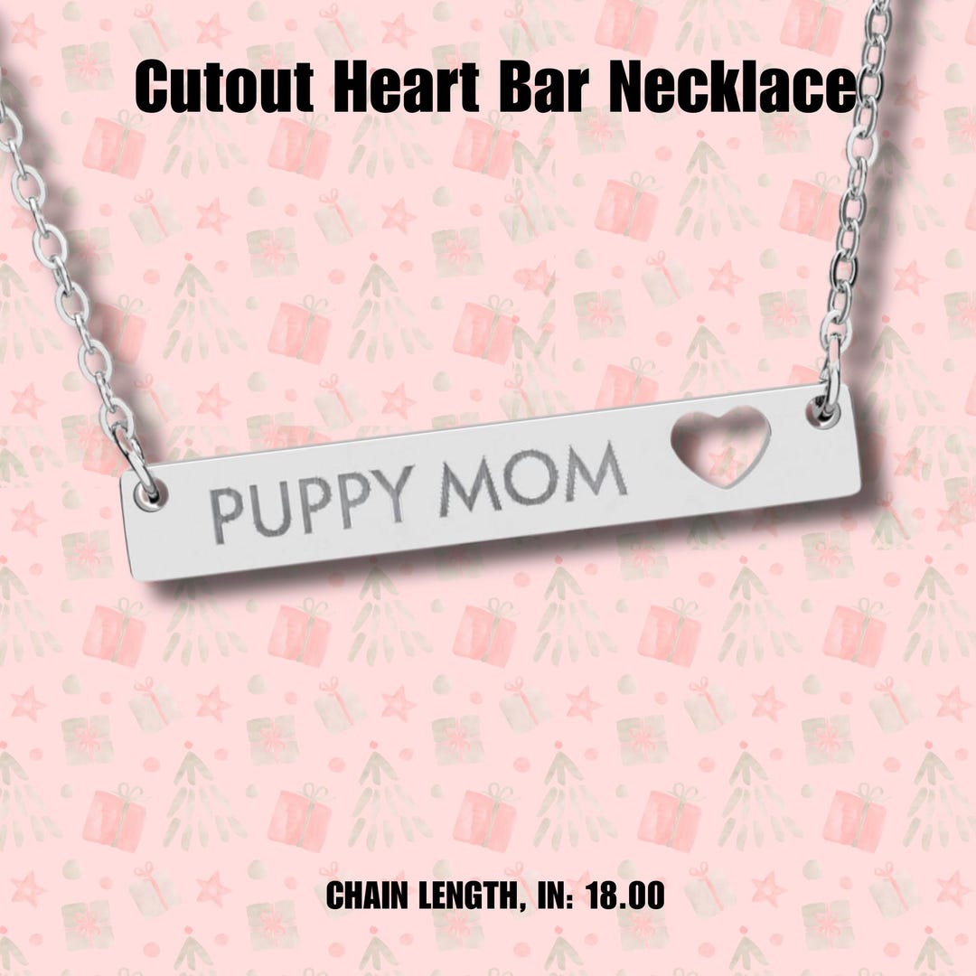 Cutout Heart Bar Necklace - Puppy Mom Necklace - Dog Lover Jewelry ...