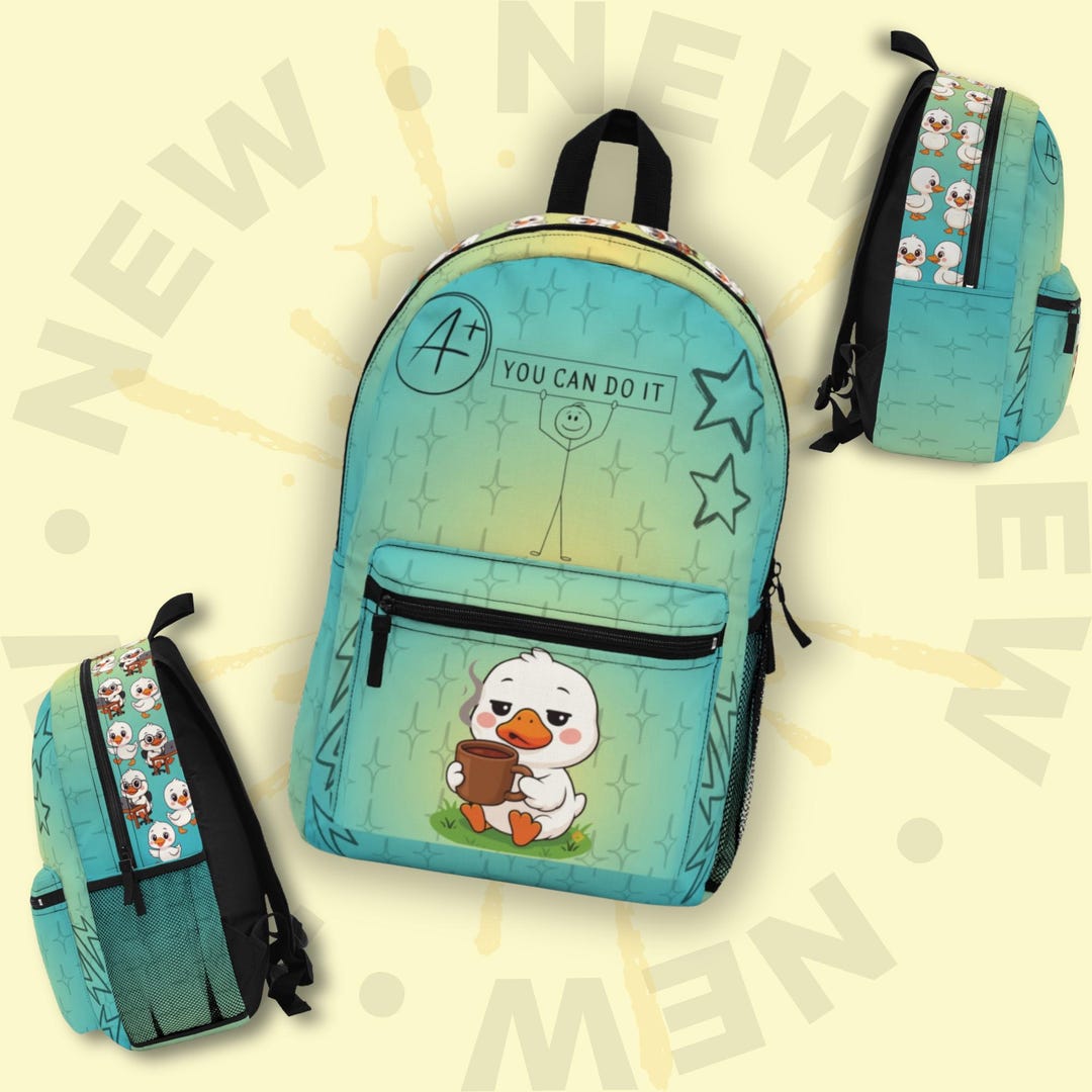 Cute Duck School Backpack | You Can Do It A+ Motivational Bag for Kids ...