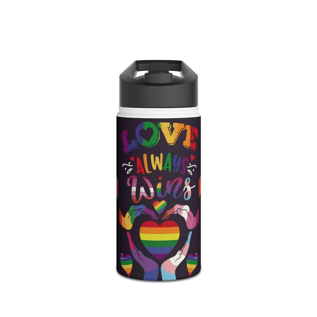Colorful LGBTQ+ Pride Stainless Steel Water Bottle | Love Always Wins ...