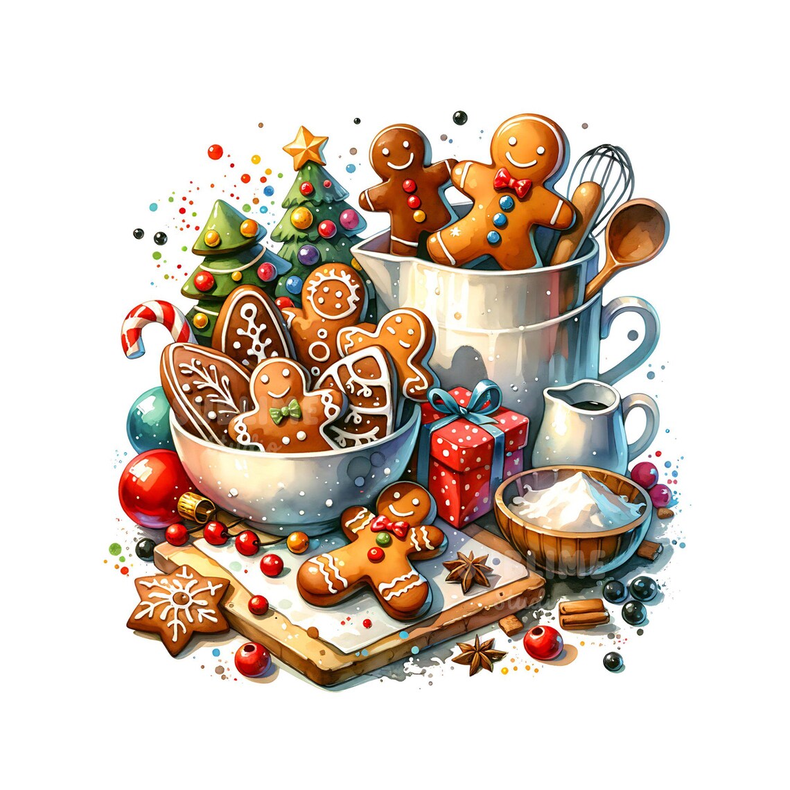 Aquarell Lebkuchen Clipart, 14 Lebkuchen Kekse JPG Bilder Clip Art ...