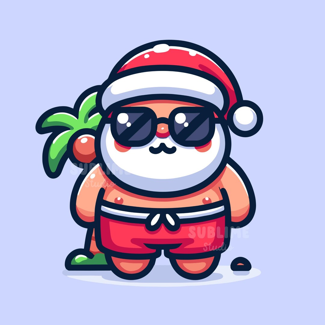 Tropical Santa Clipart Png and SVG, Tropical Xmas Png, INSTANT DOWNLOAD ...