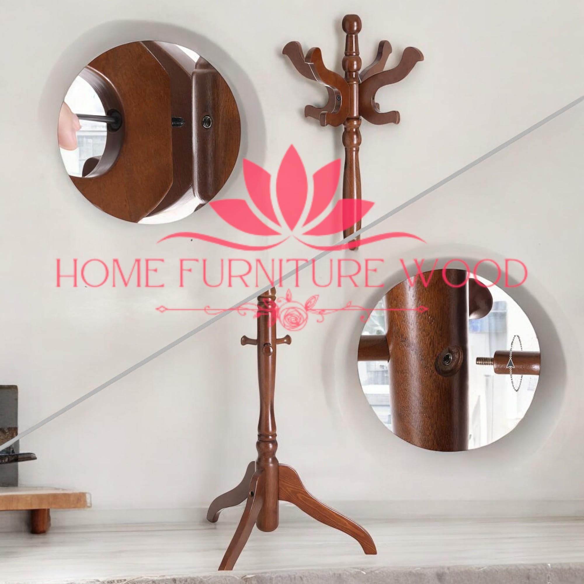 Coat Rack Free Standing With 11 Hooks, Wooden Hall Tree Coat Hat Tree ...