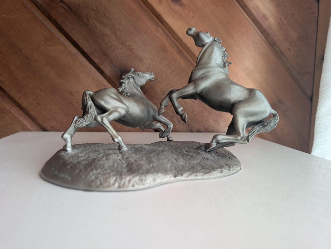 The Challenge Fine Pewter Horse Sculpture by Brian Rodden #136 7 " X 5 ...