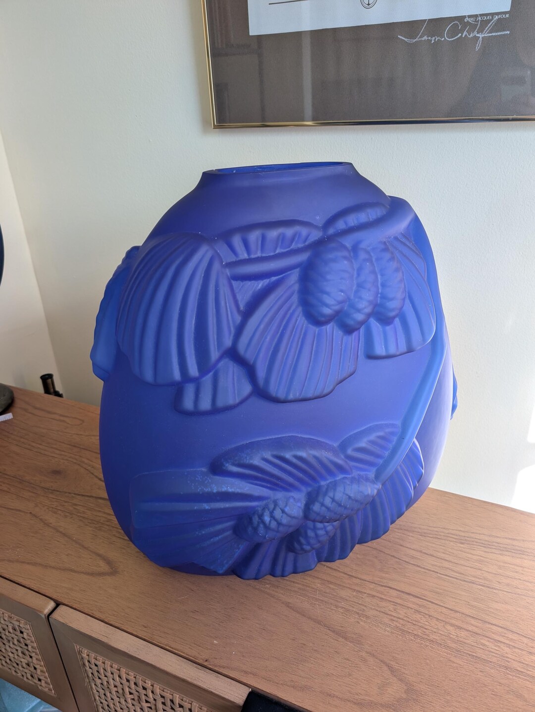 Extremely Large Cobalt Blue Balos Mouth Blown Pinecone Design Glass ...