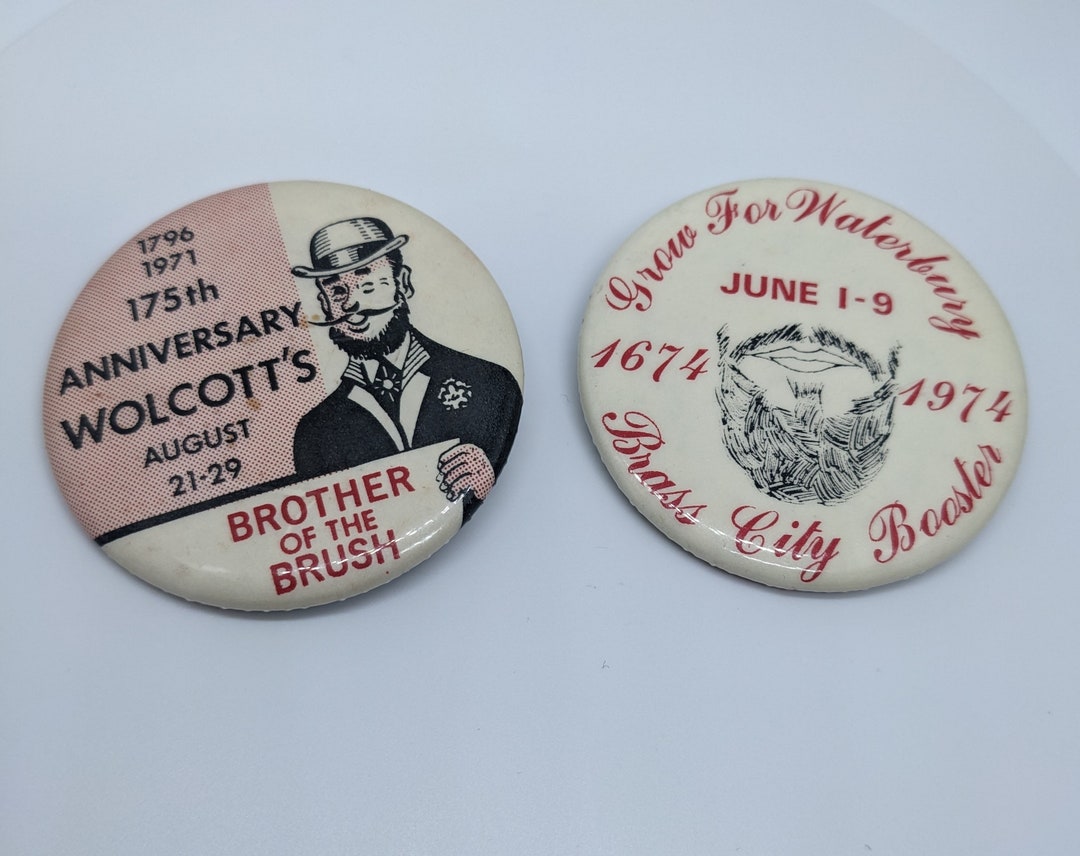 Two 70's Connecticut Anniversary Buttons / Badges Wolcott's 1971 and ...