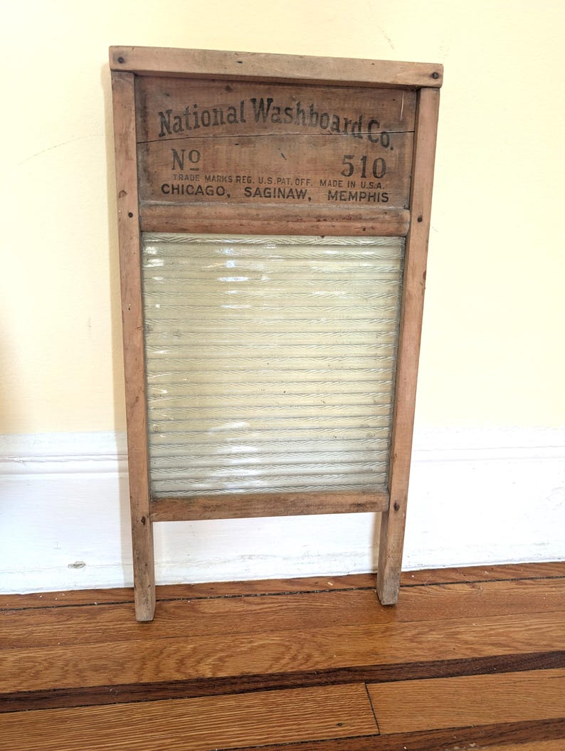 Atlantic National Washboard Company No 510 Wooden Washboard With Glass ...