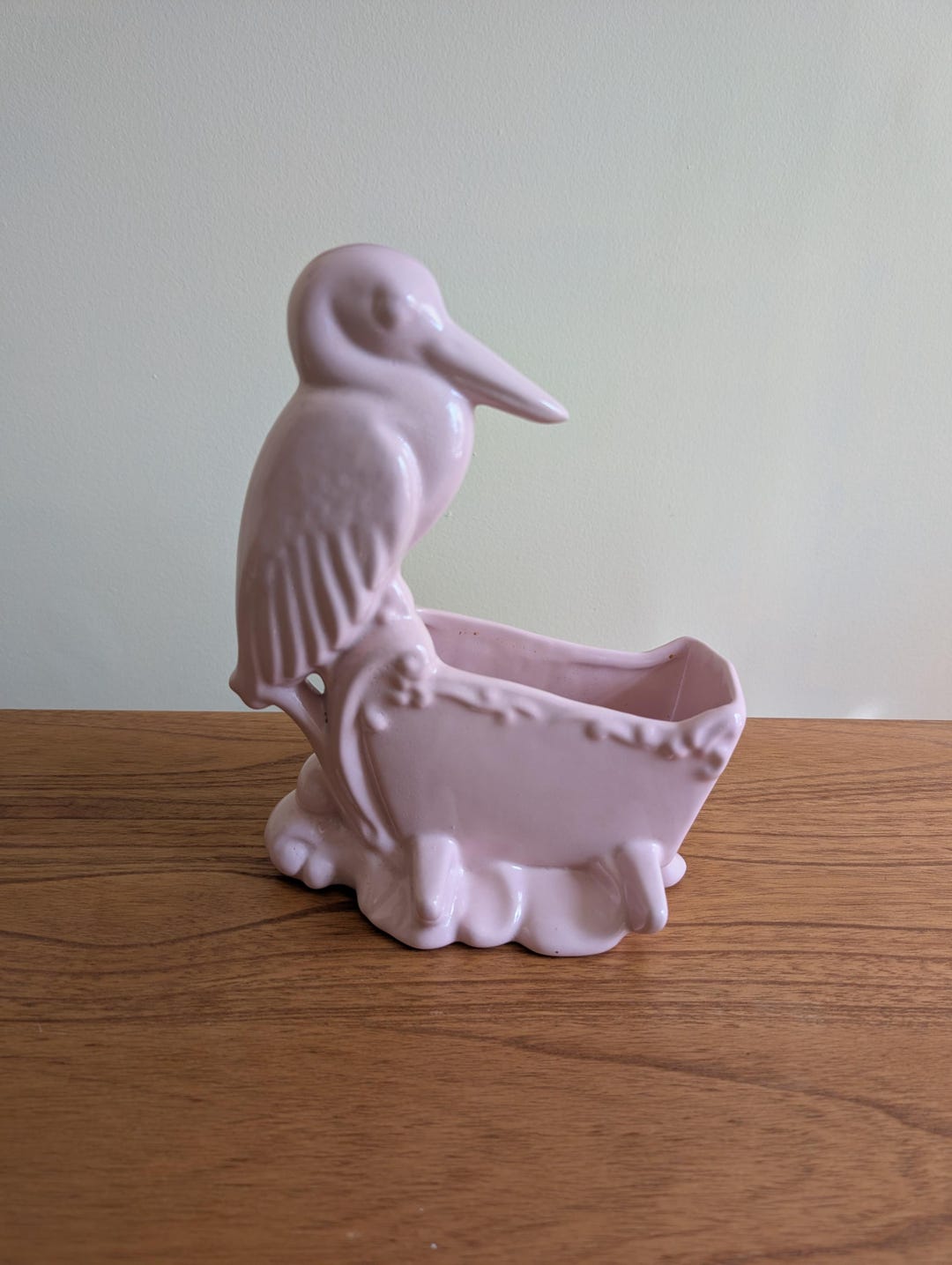It's A Girl! Vintage Pink Stork Planter With Cradle by Haeger Potteries ...