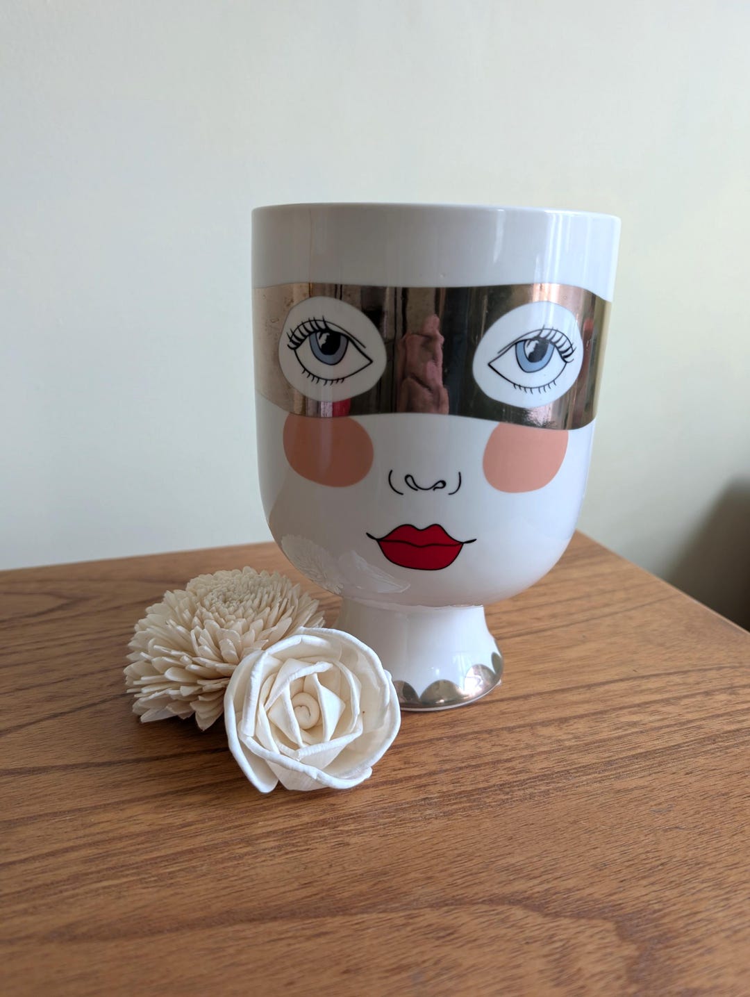 Modern Two Faced Vase With Red Lips Eyes Closed and Eyes Open - Etsy