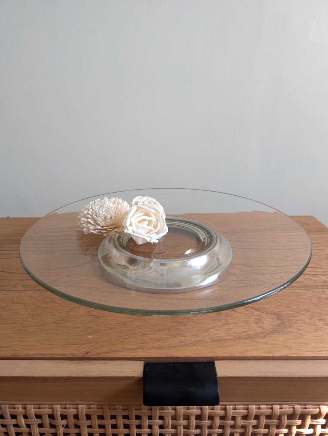Studio Silversmiths Glass and Silver Plated Cake Plate or Pie Platter ...