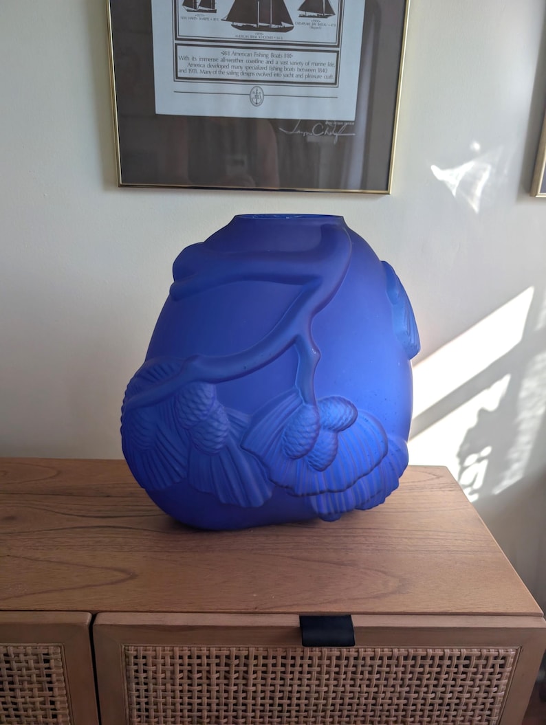 Extremely Large Cobalt Blue Balos Mouth Blown Pinecone Design Glass ...