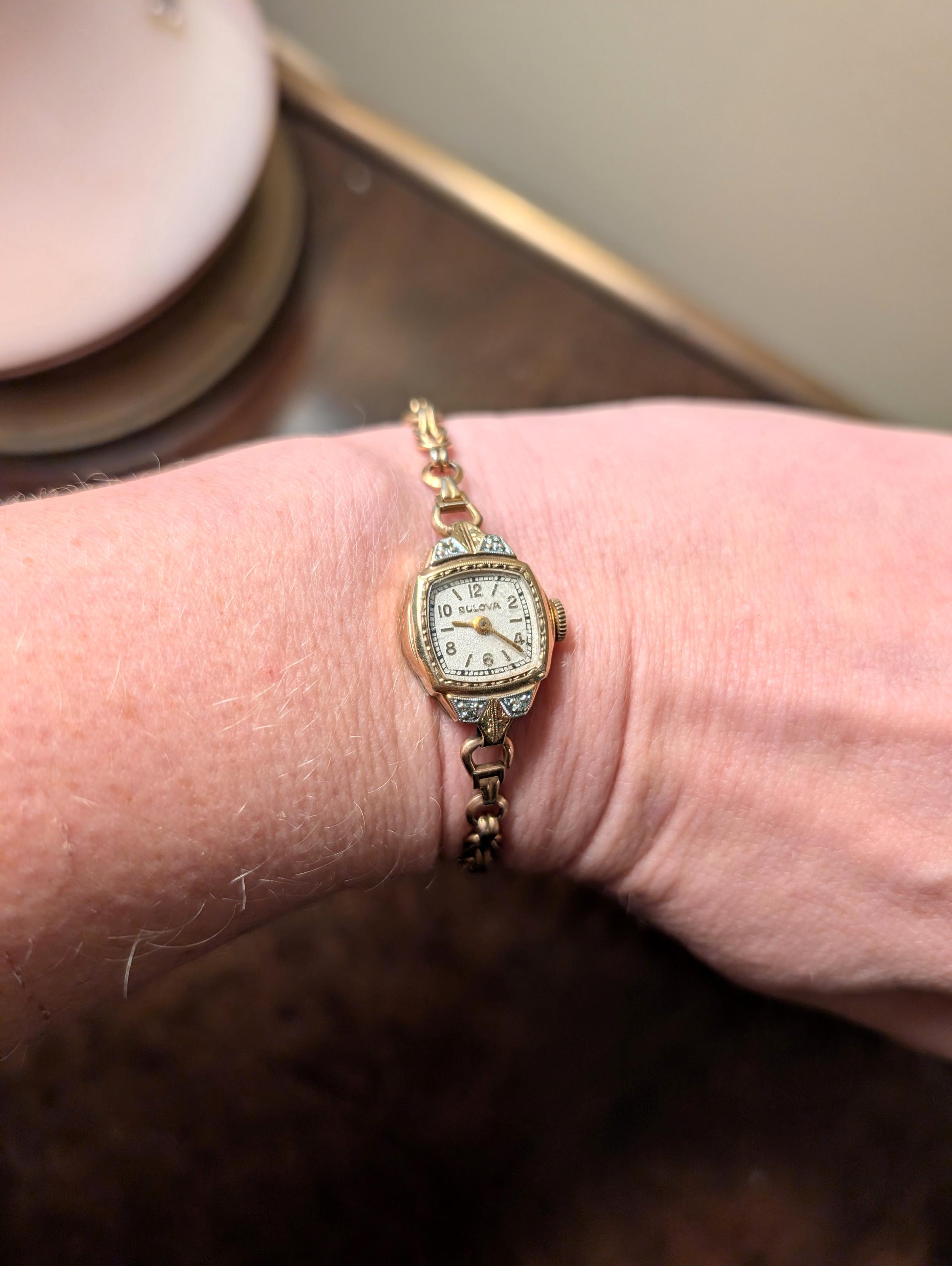 Vintage Lady Bulova 10K Gold Filled Watch With Diamonds Includes ...