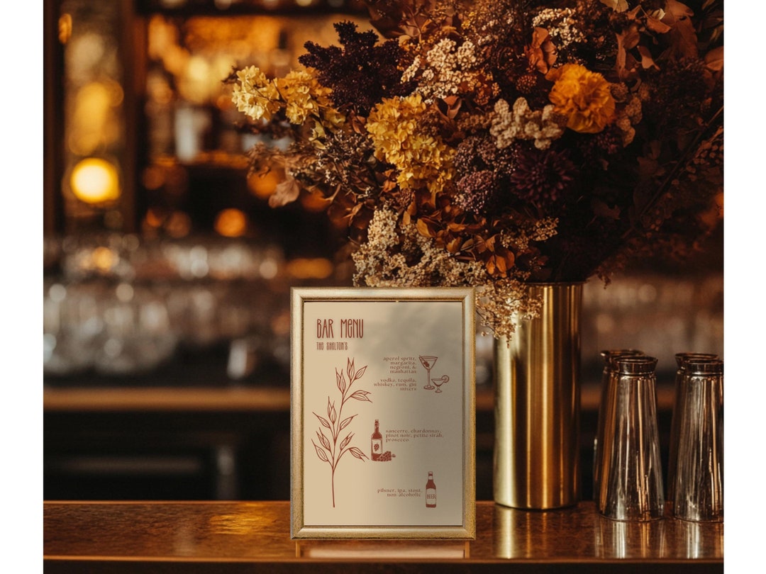 Customizable Bar Menu | Minimalist, Earthy Design With Autumnal Tones ...