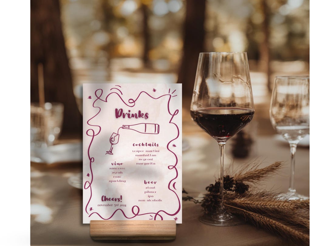 Customizable Drink & Bar Menu | Squiggly Wavy Hand Drawn Border ...