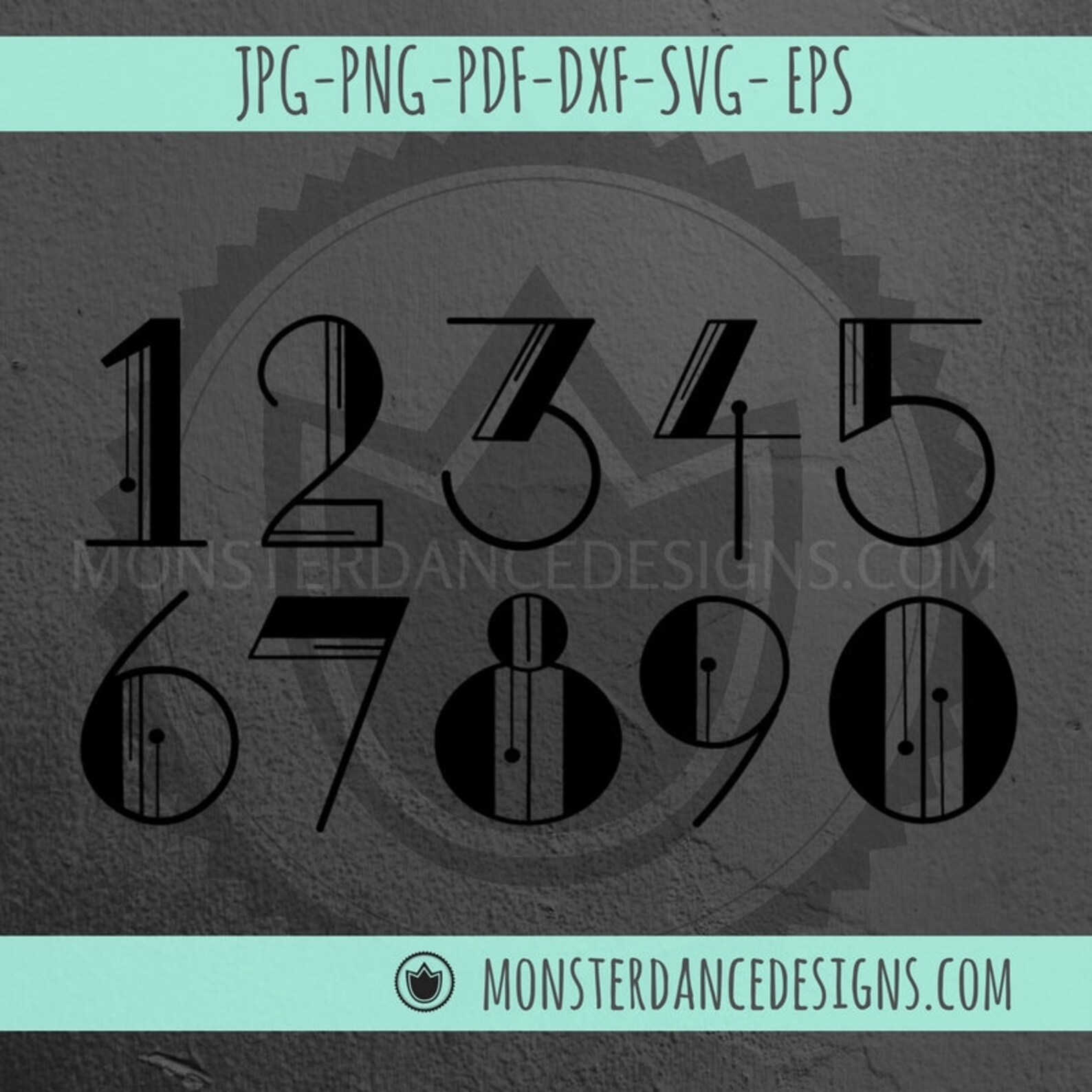 Art Deco Number Set Digital Cut File SVG - Etsy