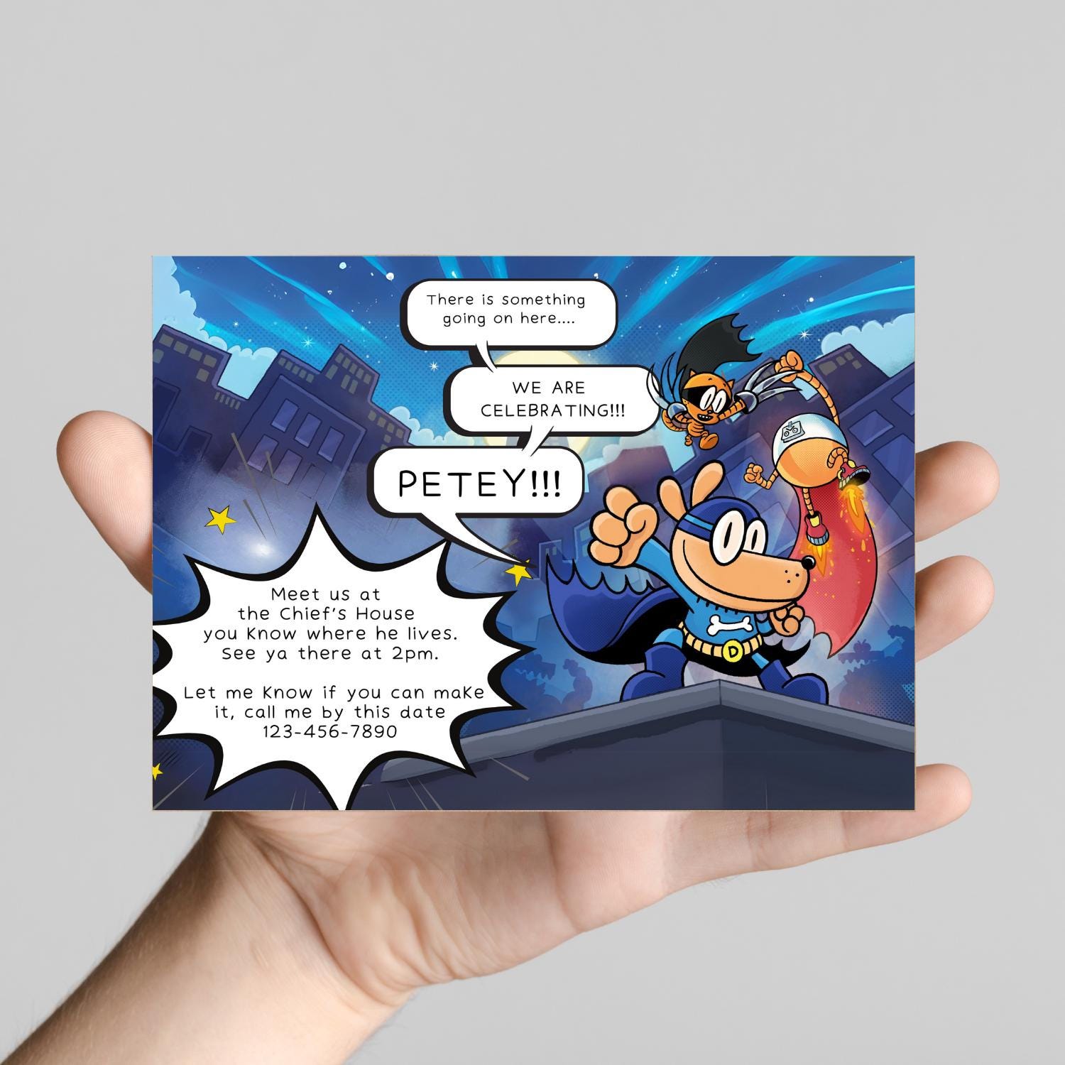 Dog Man, Petey, Instant Download, Invite, Birthday Invitation, ADHD ...