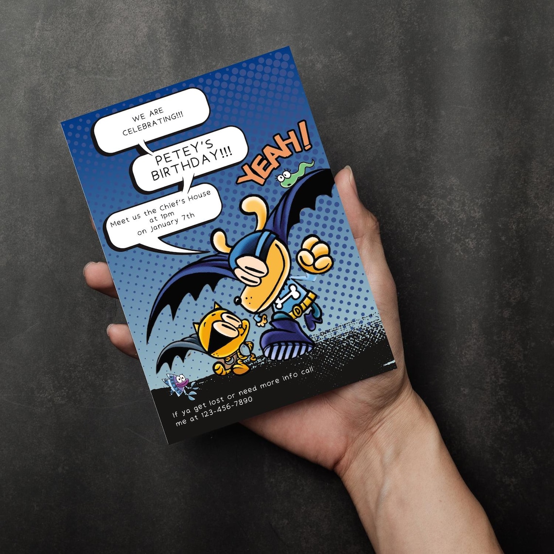 Dog Man Editable Invitation, Dogman, Cat Kid, Editable Birthday ...