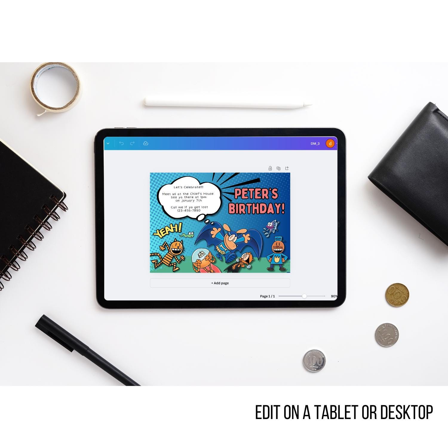 Dog Man Editable Invitation, Dogman, Cat Kid, Birthday Invitation ...