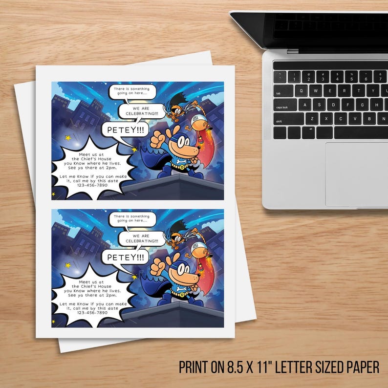 Dog Man, Petey, Instant Download, Invite, Birthday Invitation, ADHD ...