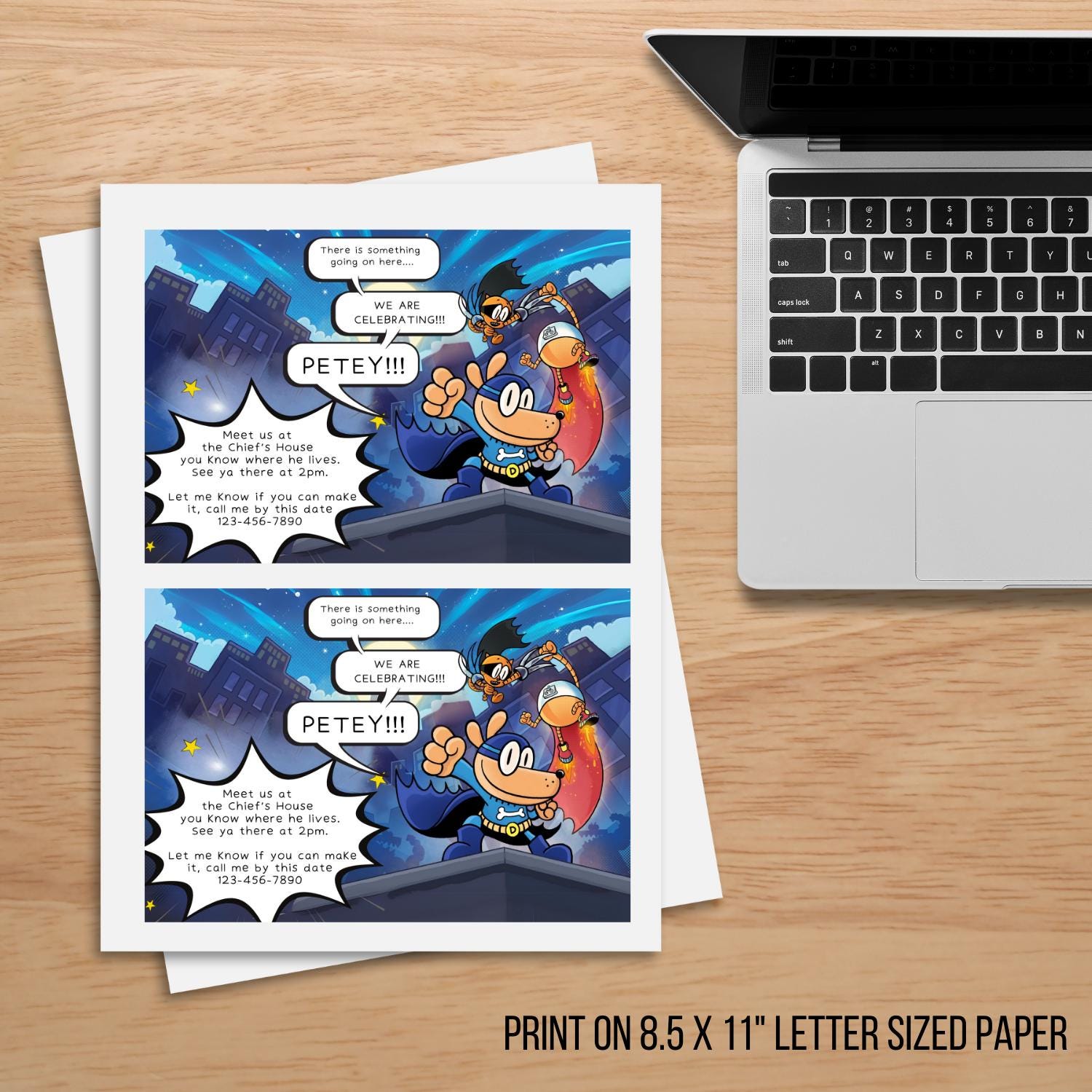 Dog Man, Petey, Instant Download, Invite, Birthday Invitation, ADHD ...