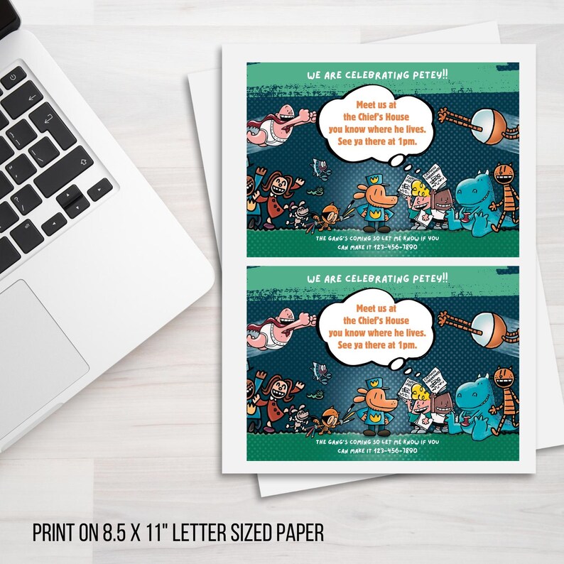 Dog Man Editable Invitation, Dogman, Petey, Captain Underpants, Comic ...