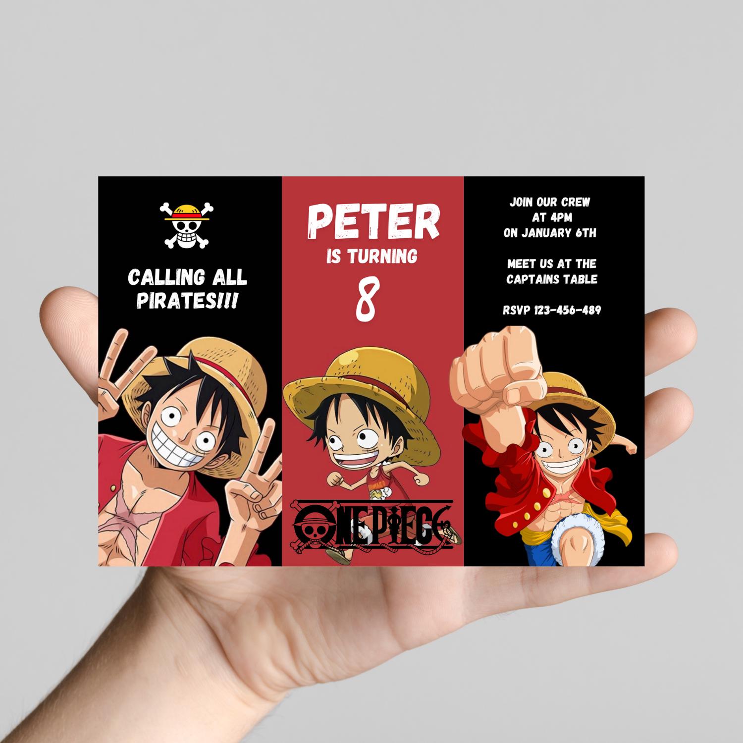 Monkey D Luffy Editable Invitation, One Piece Birthday Invitation - Etsy