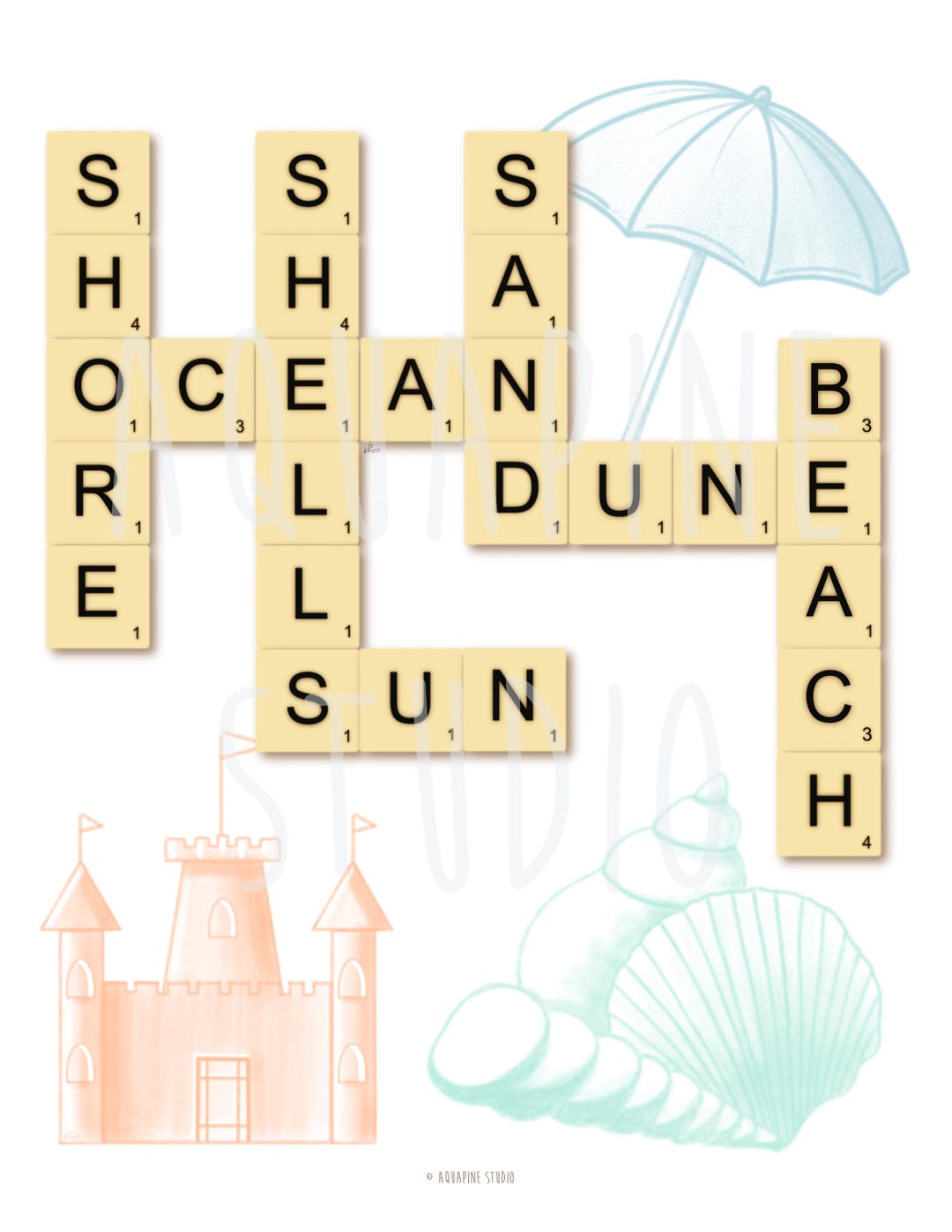 Beach Tiled Vibes - Wall Art Decor, Summer Beach Theme, Scrabble Tiles ...