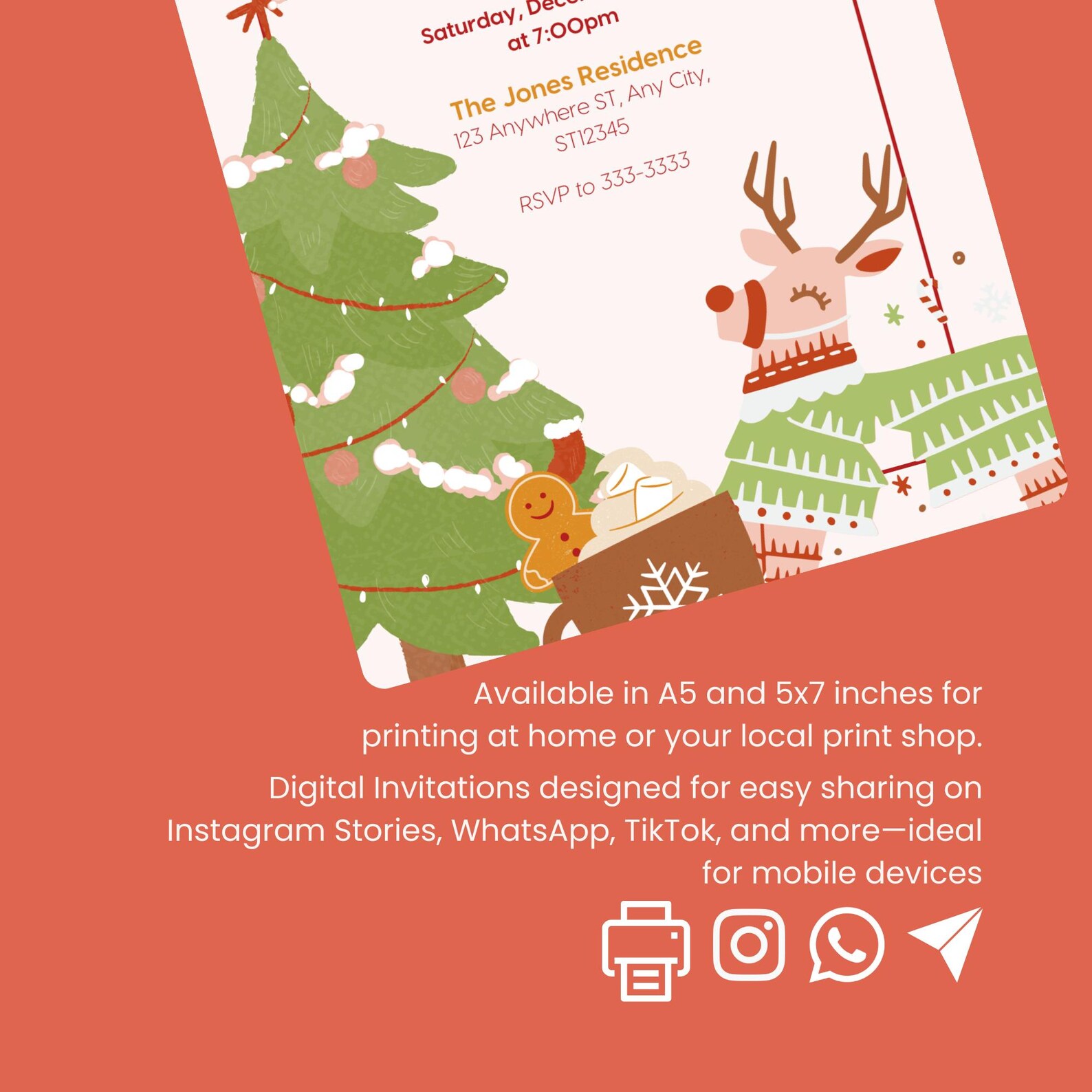 Cute Christmas Party Invitation | Editable Canva Template | Pastel ...